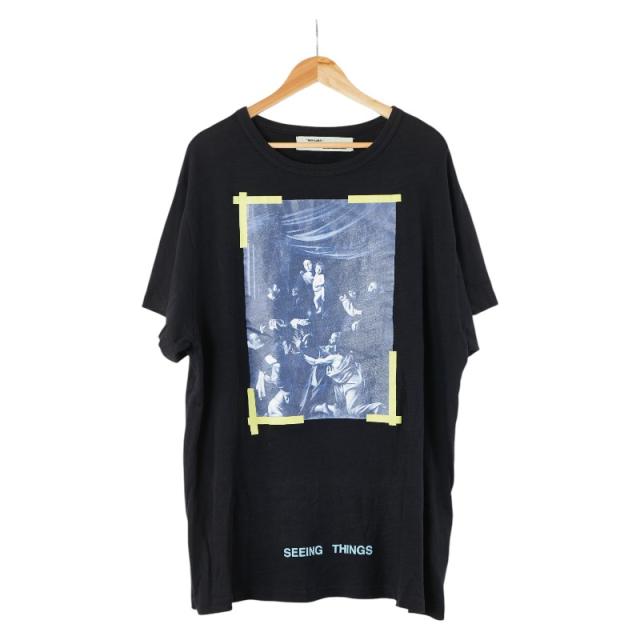 オフホワイト Seeing Things Caravaggio カラヴァッジョ 半袖Ｔシャツ サイズ:XL ブラック マルチカラー コットン OFF-WHITE 【中古】