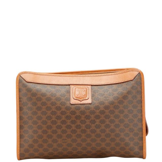 セリーヌ マカダム  クラッチバッグ ブラウン PVC レザー レディース CELINE 【中古】