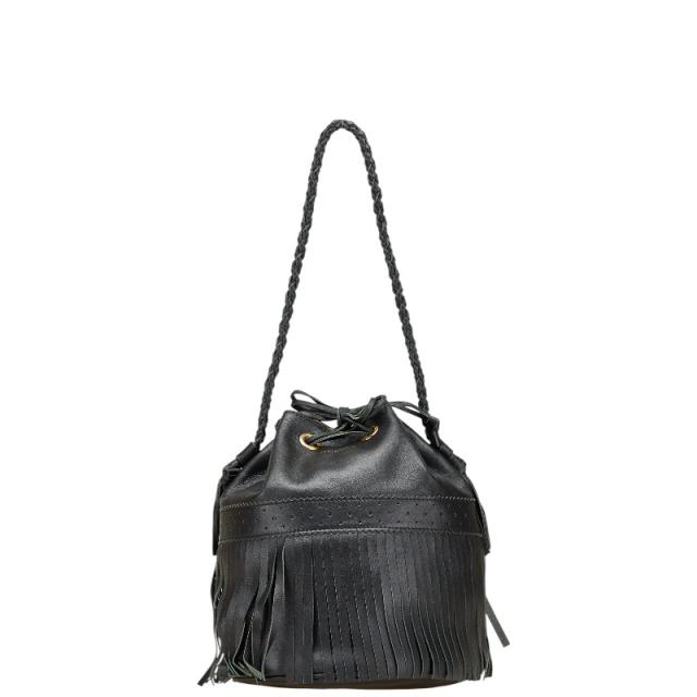 ジェイアンドエムデヴィッドソン カーニバルL フリンジ ショルダーバッグ ブラック レザー レディース J&M Davidson 【中古】