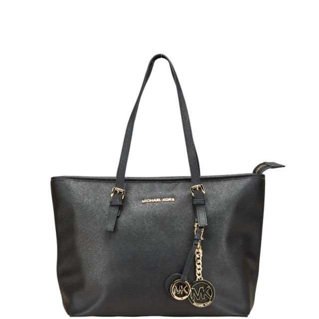 マイケルコース ジェットセット トートバッグ ブラック レザー レディース Michael Kors 【中古】