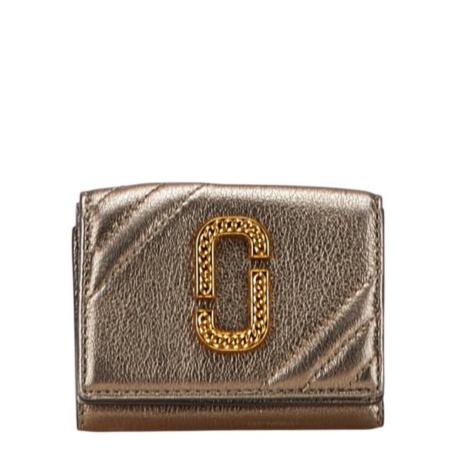 マークジェイコブス ザ グラムショット 三つ折り財布 ゴールド レザー レディース MARC JACOBS 【中古】