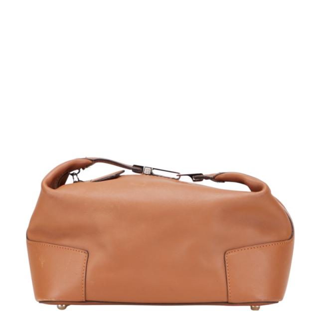 ロエベ ロゴ ハンドバッグ ブラウン レザー レディース LOEWE 【中古】