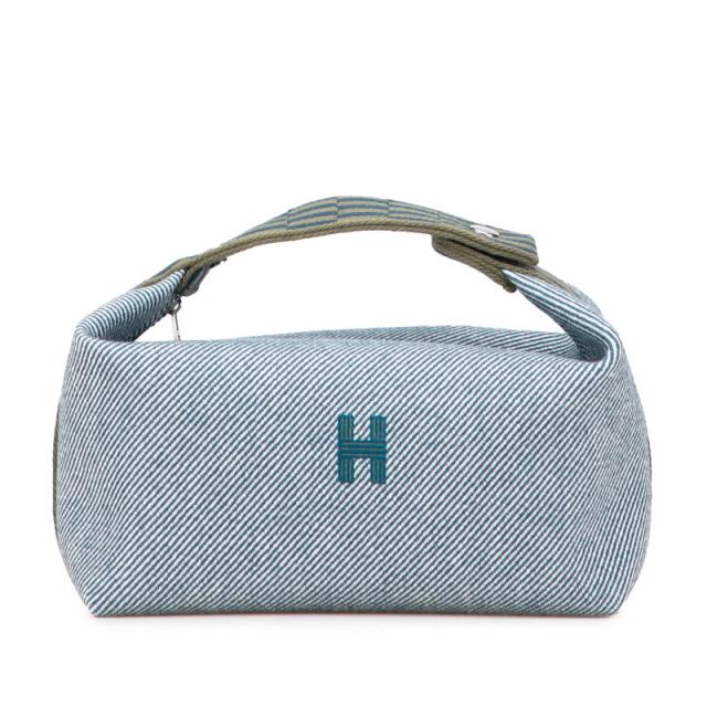 エルメス ブリッド ア ブラックGM  ハンドバッグ ポーチ ネイビー カーキ トワルオフィシエ レディース HERMES 【中古】