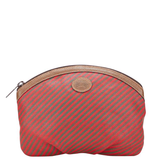 グッチ オールドグッチ ポーチ ブラウン レッド PVC レザー レディース GUCCI 【中古】