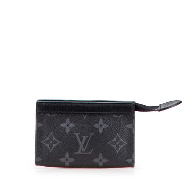 ルイ ヴィトン モノグラム エクリプス ポシェットクレ ヴォワヤージュ ケース M82776 ブラック PVC レザー LOUIS VUITTON 【中古】