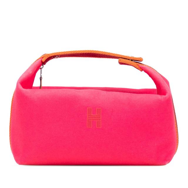 エルメス ブリッドアブラックGM ハンドバッグ ハイビスカス ピンク系 キャンバス レディース HERMES 【中古】