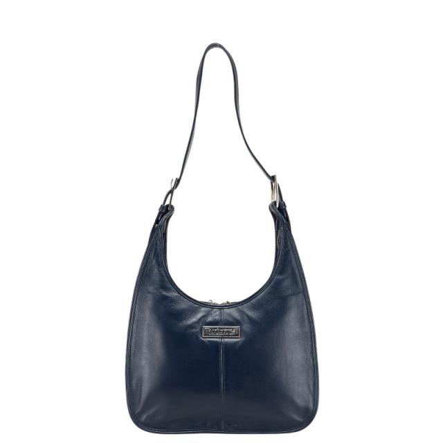 バーバリー ノバチェック ワンショルダーバッグ ネイビー レザー レディース BURBERRY 【中古】