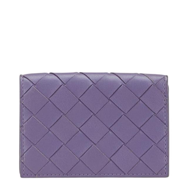 ボッテガヴェネタ イントレチャート カードケース パープル レザー レディース BOTTEGAVENETA 【中古】