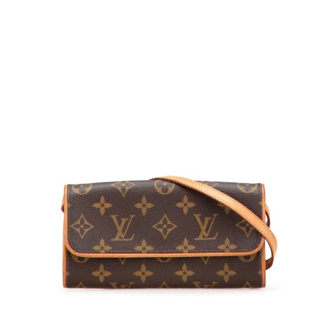 ルイ ヴィトン モノグラム ポシェット ツインPM 斜め掛け ショルダーバッグ M51854 ブラウン PVC レザー LOUIS VUITTON 【中古】