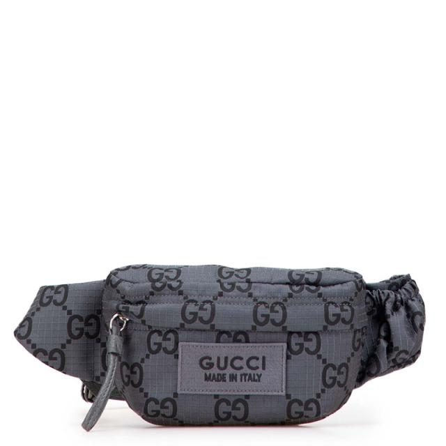 グッチ GGナイロン ウエストバッグ ボディバッグ 767934 グレー レザー エコナイロン メンズ GUCCI 【中古】