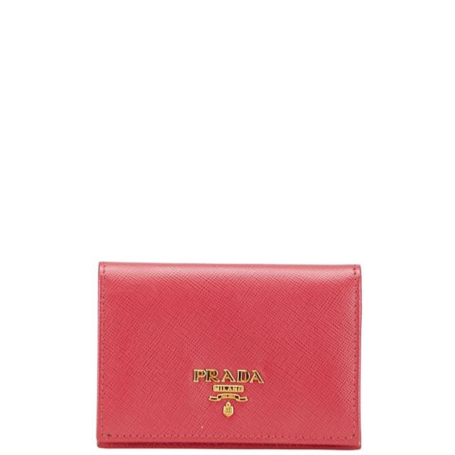 プラダ カードケース 名刺入れ ピンク レザー レディース PRADA 【中古】