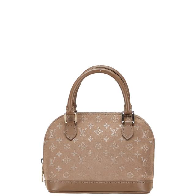 ルイ ヴィトン モノグラム サテン リトルアルマ ハンドバッグ M92147 ベージュ ブラウン サテン レザー LOUIS VUITTON 【中古】
