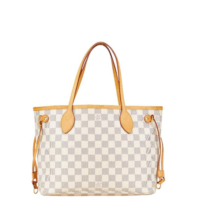 ルイ ヴィトン ダミエ アズール ネヴァーフルPM トートバッグ ショルダーバッグ N51110 ホワイト PVC レザー LOUIS VUITTON 【中古】