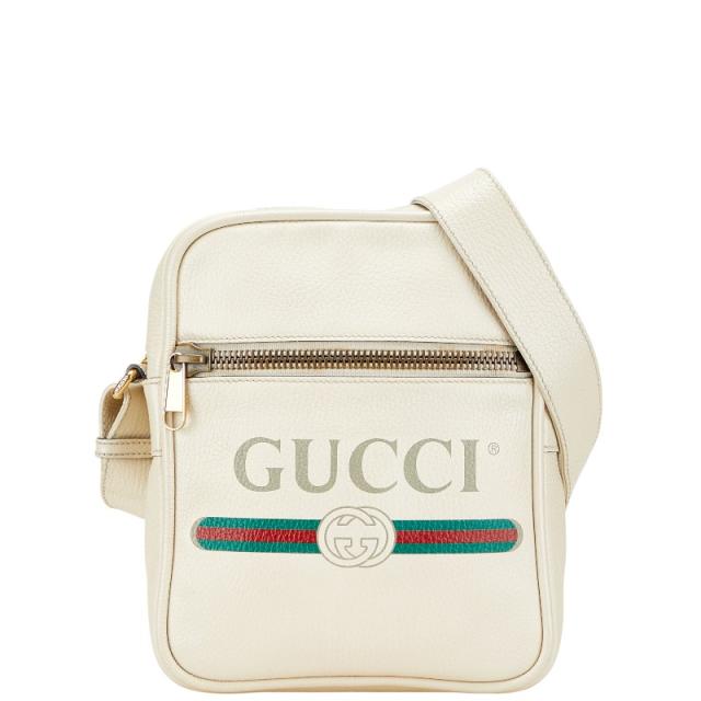 グッチ ロゴプリント ショルダーバッグ メッセンジャーバッグ 523591 ホワイト マルチカラー レザー レディース GUCCI 【中古】