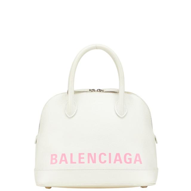 バレンシアガ ヴィル トップハンドルS ハンドバッグ ホワイト ピンク レザー レディース BALENCIAGA 【中古】
