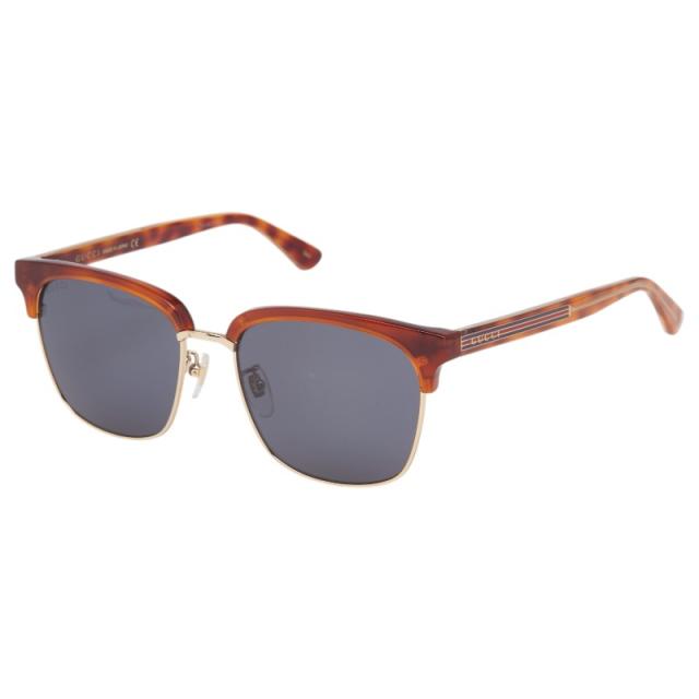 グッチ ロゴ UVカット ハーフリム クリングスタイプ アイウェア サングラス GG0382S ブラウン プラスチック レディース GUCCI 【中古】