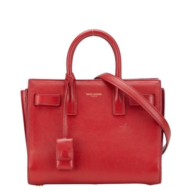 サンローラン サック ド ジュール ベイビー ハンドバッグ ショルダーバッグ 2WAY レッド レザー レディース SAINT LAURENT 【中古】