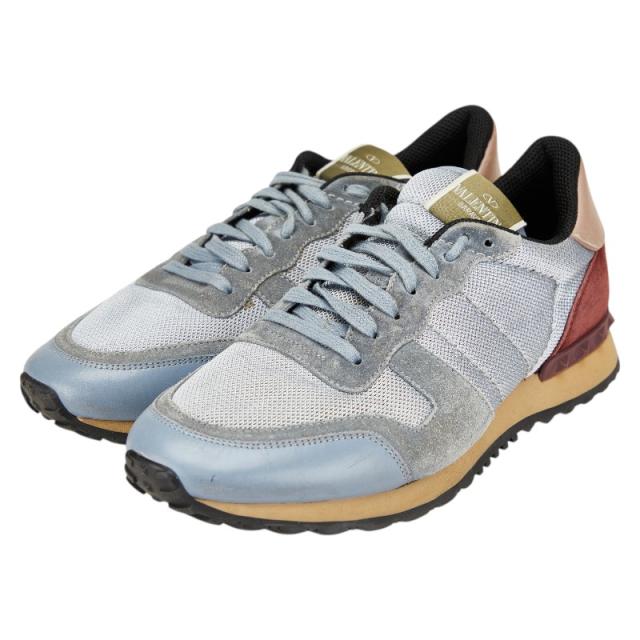 ヴァレンティノ スニーカー サイズ：40 グレー ブルー ワインレッド レザー スエード メンズ VALENTINO 【中古】