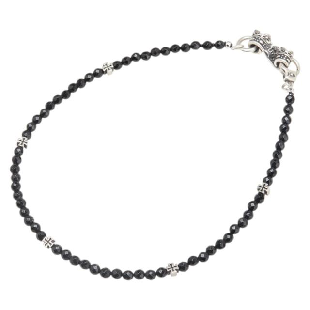 ジャスティンデイビス ロジャー オニキス クラウン クロス ブレスレット シルバー ブラック SV925 シルバー Justin Davis 【中古】