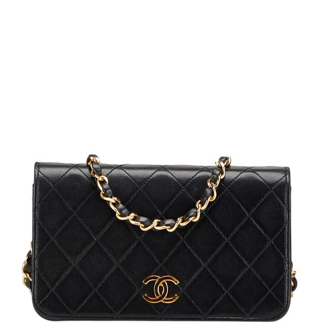 シャネル マトラッセ ココマーク チェーン ショルダーバッグ ブラック ラムスキン レディース CHANEL 【中古】