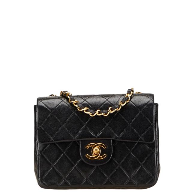 シャネル ミニマトラッセ ココマーク チェーン ショルダーバッグ ブラック ラムスキン レディース CHANEL 【中古】