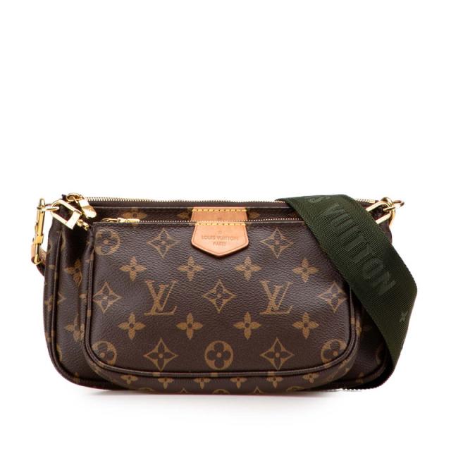 ルイ ヴィトン モノグラム ミュルティ ポシェット アクセソワール ショルダーバッグ M44813 ブラウン カーキ PVC LOUIS VUITTON 【中古】