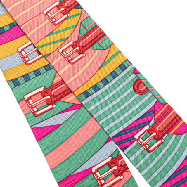 エルメス ツイリー SANGLES サングル スカーフ ブルー ピンク マルチ