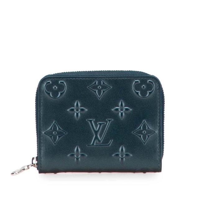 ルイ ヴィトン ムーノグラム ジッピー パース ケース M81860 スティールブルー レザー レディース LOUIS VUITTON 【中古】