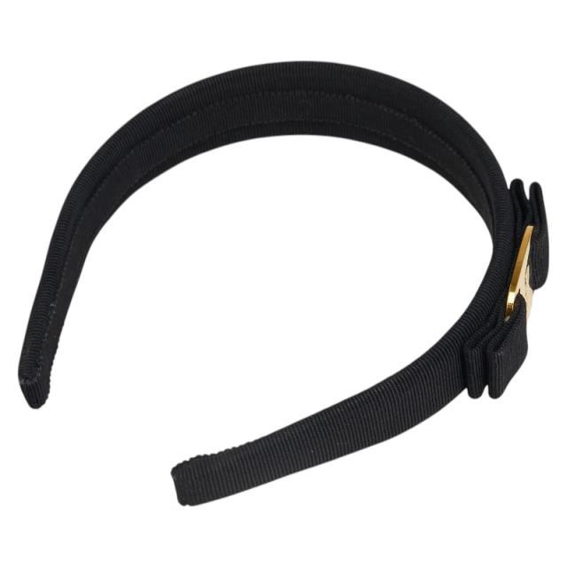 サルヴァトーレフェラガモ ヴァラリボン カチューシャ ヘアアクセサリー ブラック キャンバス プラスチック Salvatore Ferragamo【中古】