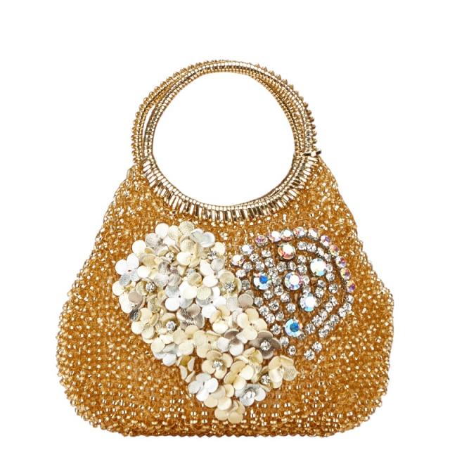 アンテプリマ ワイヤーバッグ ハート ハンドバッグ ブラウン ゴールド PVC レザー ビジュー レディース ANTEPRIMA 【中古】