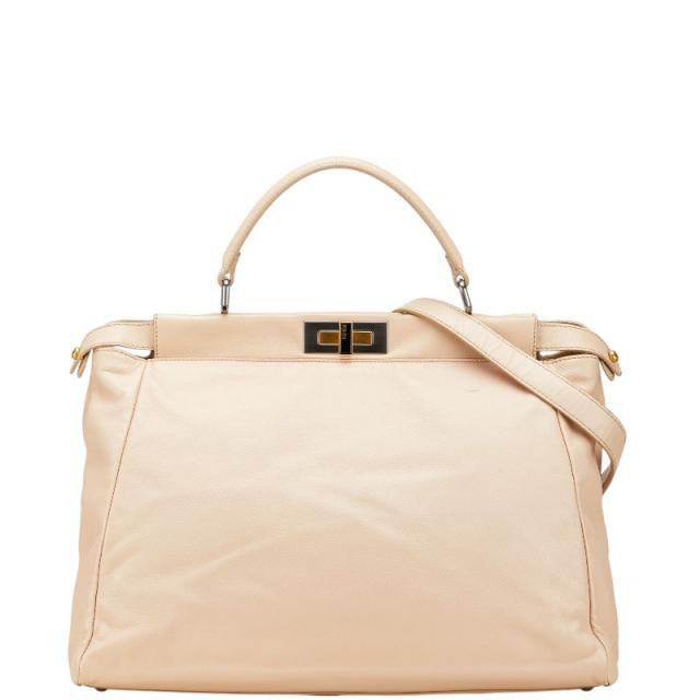 フェンディ ピーカブー ラージ ハンドバッグ ショルダーバッグ 2WAY 8BN210 ピンクベージュ レザー レディース FENDI 【中古】