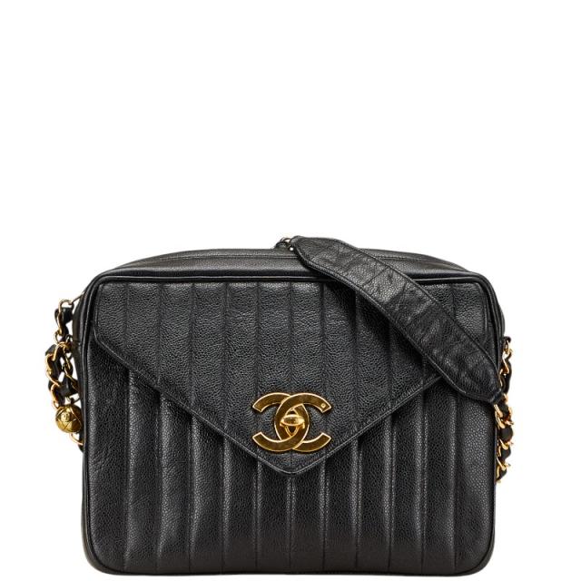 シャネル マドモアゼル ココマーク チェーン ショルダーバッグ ブラック キャビアスキン レディース CHANEL 【中古】