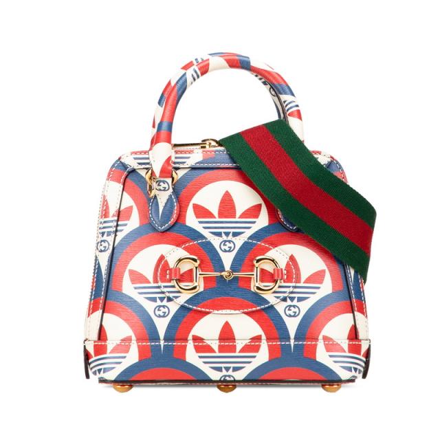 グッチ × アディダス ホースビット 1955 ハンドバッグ ショルダーバッグ 2WAY 677212 ホワイト レッド ブルー GUCCI × adidas 【中古】
