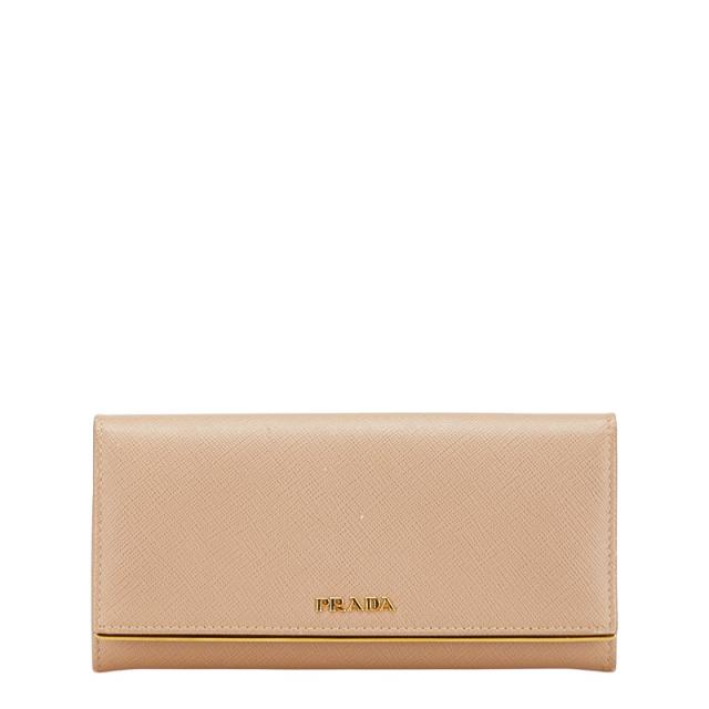 プラダ ロゴ 長財布 ベージュ サフィアーノレザー レディース PRADA 【中古】