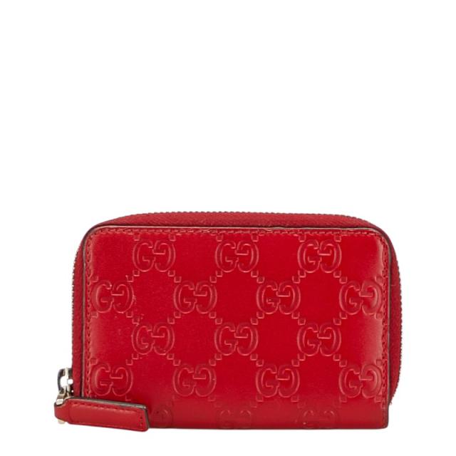 グッチ グッチシマ ケース 小銭入れ 255452 レッド レザー レディース GUCCI 【中古】