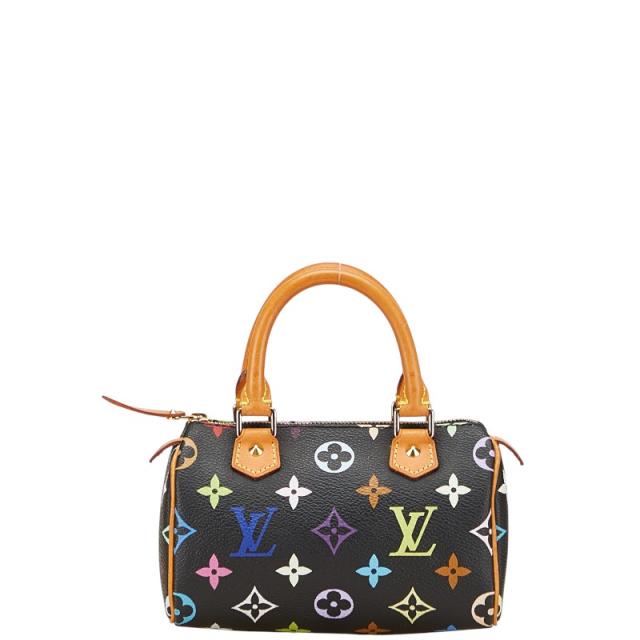 ルイ ヴィトン モノグラム マルチカラー ミニ スピーディ ハンドバッグ M92644 ブラック PVC レザー レディース LOUIS VUITTON 【中古】
