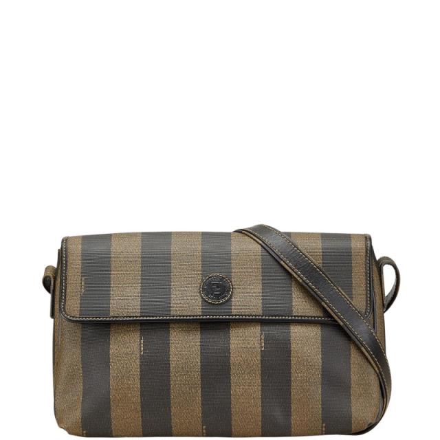 フェンディ ペカン 斜め掛け ショルダーバッグ ブラウン ブラック PVC レザー レディース FENDI 【中古】