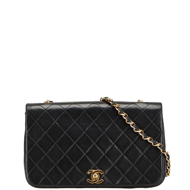 シャネル ココマーク マトラッセ 斜め掛け チェーン ショルダーバッグ ブラック ラムスキン レディース CHANEL 【中古】