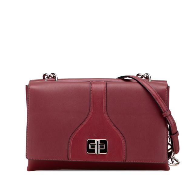プラダ チェーン ショルダーバッグ B5105C レッド レザー レディース PRADA 【中古】
