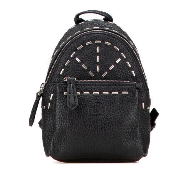 フェンディ リュック バックパック型 キーホルダー バッグチャーム  小物入れ 7AR471 ブラック レザー レディース FENDI 【中古】