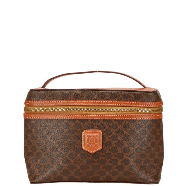 セリーヌ マカダム ハンドバッグ バニティバッグ ブラウン PVC レザー レディース CELINE 【中古】