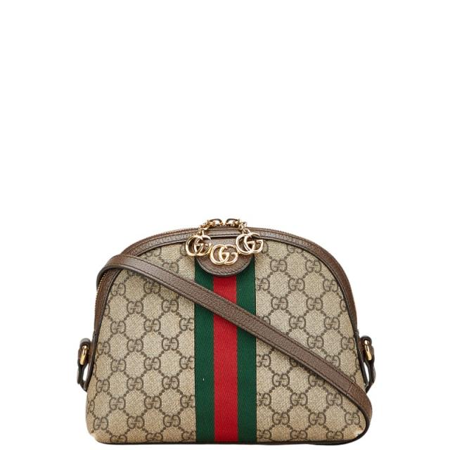 グッチ GGスプリーム オフィディア 斜め掛け ショルダーバッグ 499621 ベージュ ブラウン PVC レザー レディース GUCCI 【中古】