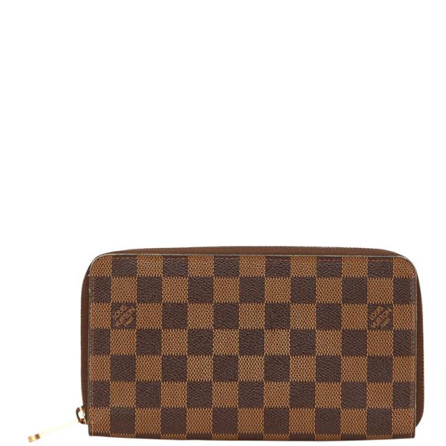 ルイ ヴィトン ダミエ ジッピー オーガナイザー 長財布 N60003 ブラウン PVC レザー レディース LOUIS VUITTON 【中古】