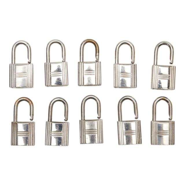 エルメス カデナ 南京錠 10個セット シルバー メタル レディース HERMES 【中古】
