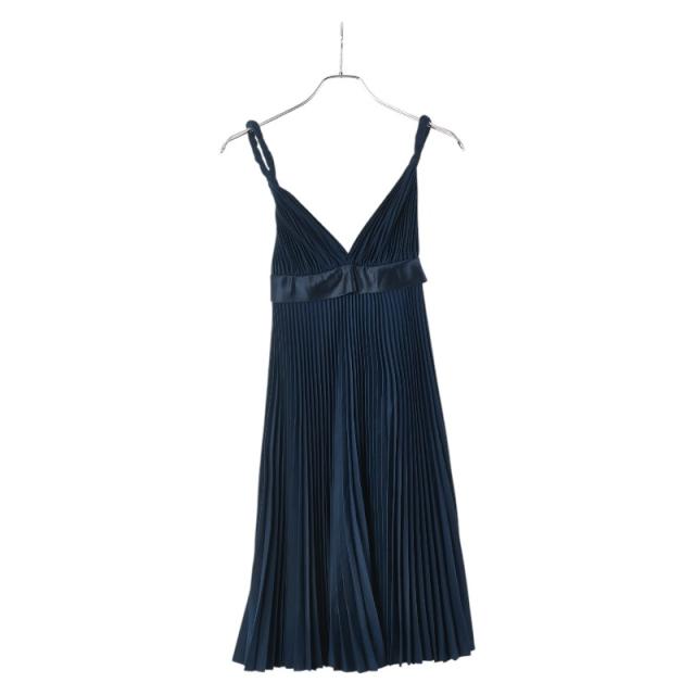 バーバリー プリーツ キャミソールワンピース サイズ:2 ネイビー ポリエステル レディース BURBERRY 【中古】