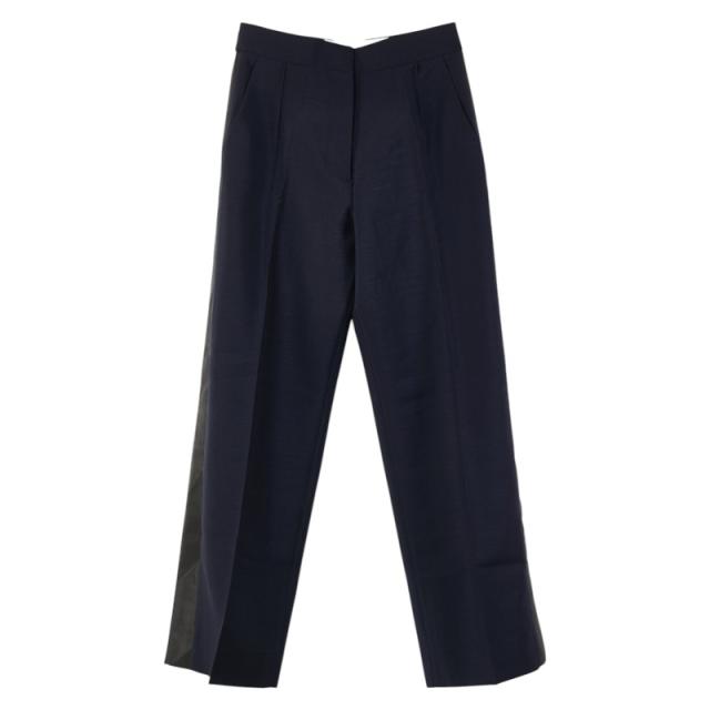 バーバリー サイドライン パンツ スラックス サイズ：38 ネイビー ブラック ウール モヘヤ レディース BURBERRY 【中古】