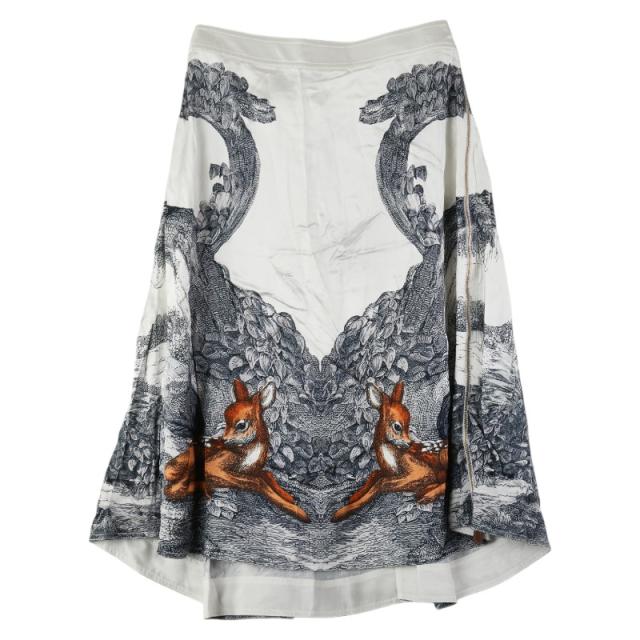 バーバリー 総柄 スカート フレアスカート サイズ：42 ホワイト マルチカラー ビスコース レディース BURBERRY 【中古】