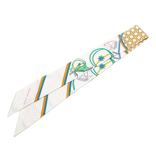 エルメス ツイリー LES VOITURES A TRANSFORMATION 折畳み式幌の馬車 スカーフ ホワイト マルチカラー シルク レディース HERMES【中古】