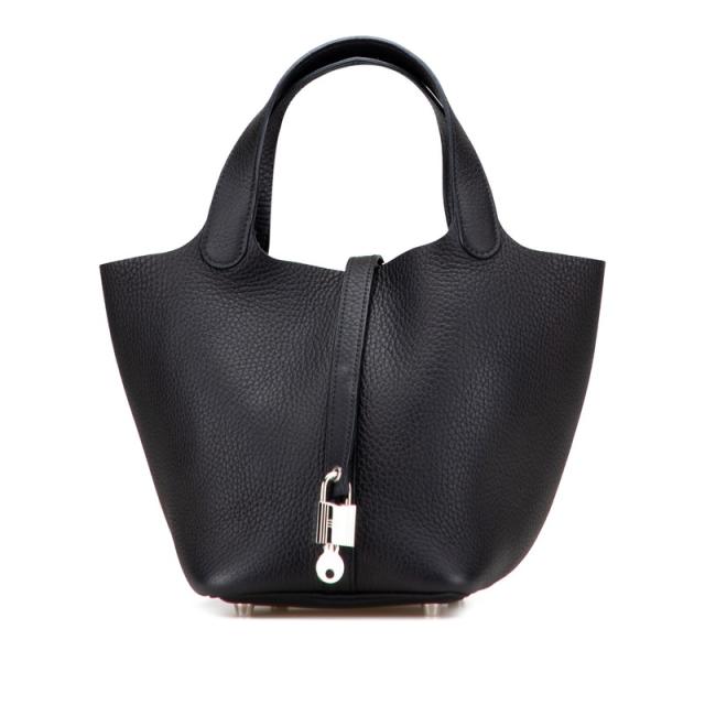 エルメス ピコタンロックPM ハンドバッグ ブラック シルバー金具 トゴ レディース HERMES 【中古】