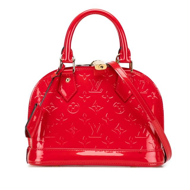 ルイ ヴィトン モノグラム ヴェルニ アルマBB ハンドバッグ ショルダーバッグ 2WAY M90174 スリーズ レッド LOUIS VUITTON 【中古】